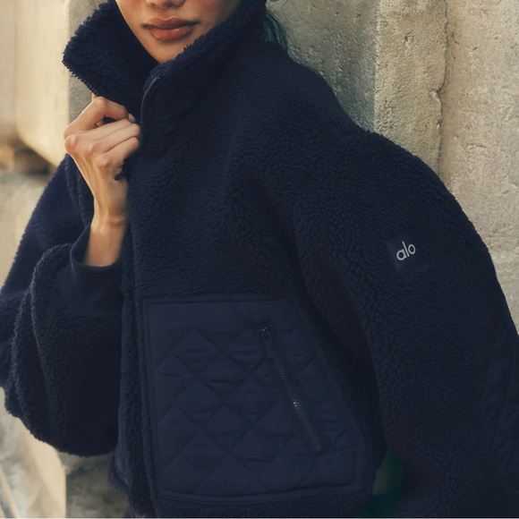 ALO Yoga | Jackets & Coats | Alo Sherpa Edge Bomber Navy | Poshmark